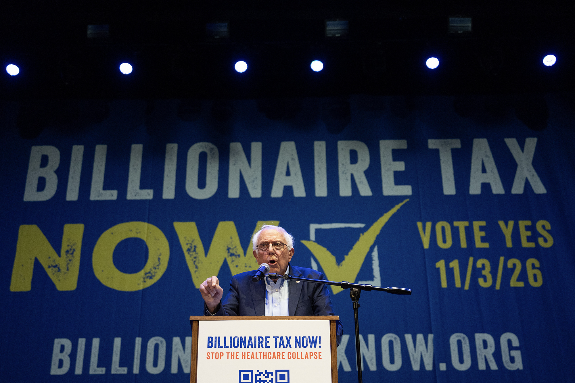 Bernie Sanders rallies for California billionaire tax